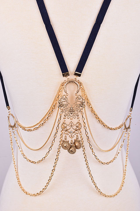 Antique Coin Charm Back Body Chain. - Body Chains