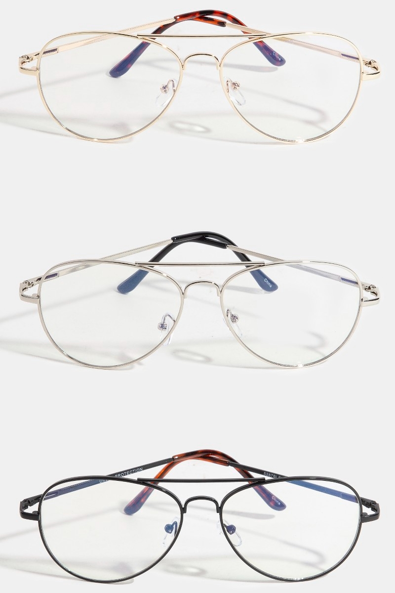Blue Light Filter Thin Metal Frame Sunglasses Set