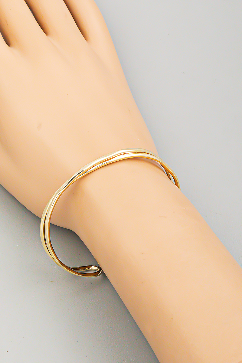 Metallic Double Band Cuff Bracelet - Bracelets