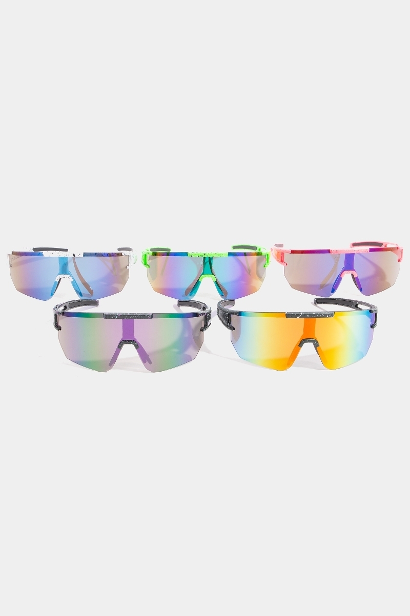 Paint Splatter Frame Shield Lens Sunglasses Set