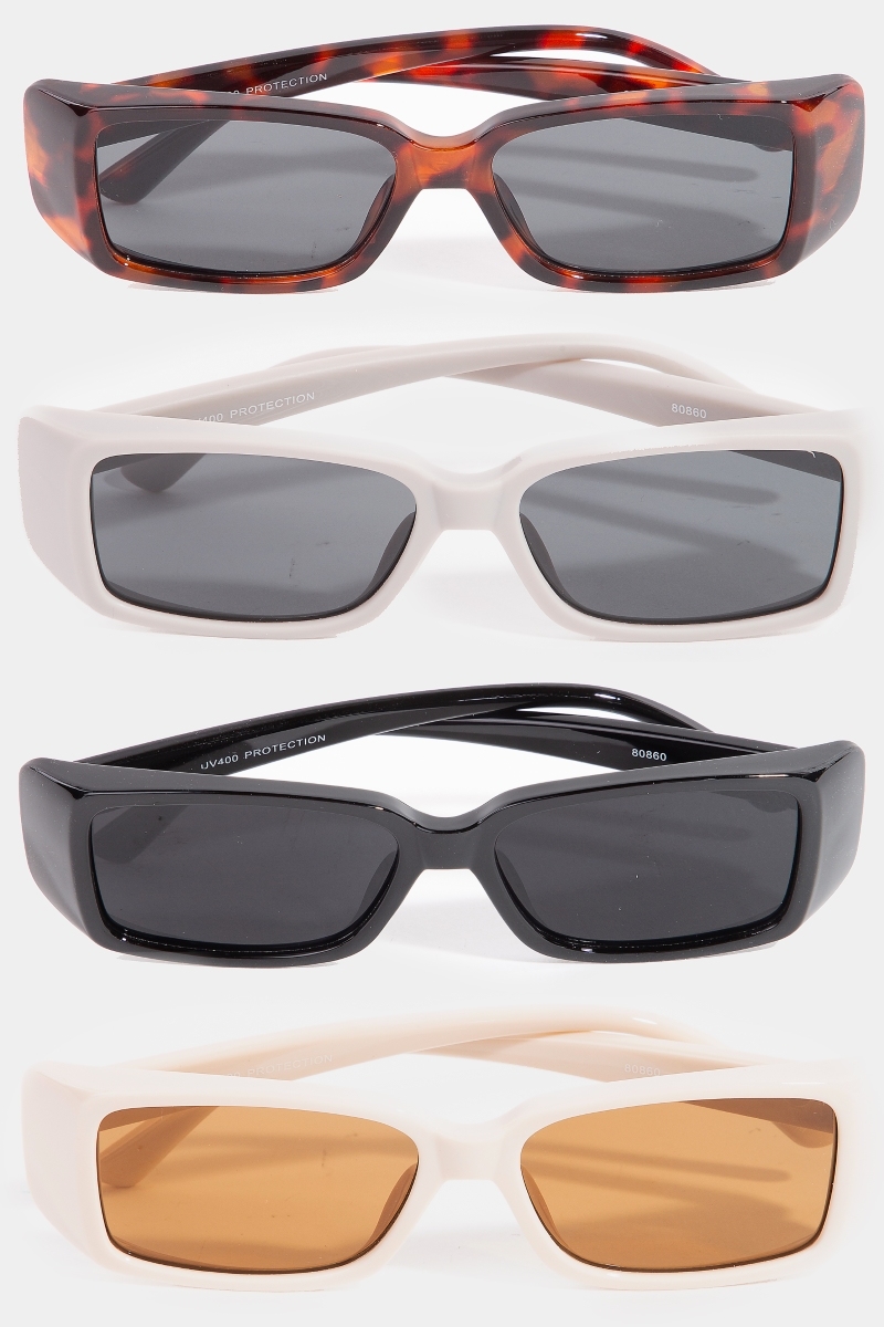 Wide Rectangle Lens Sunglasses Set