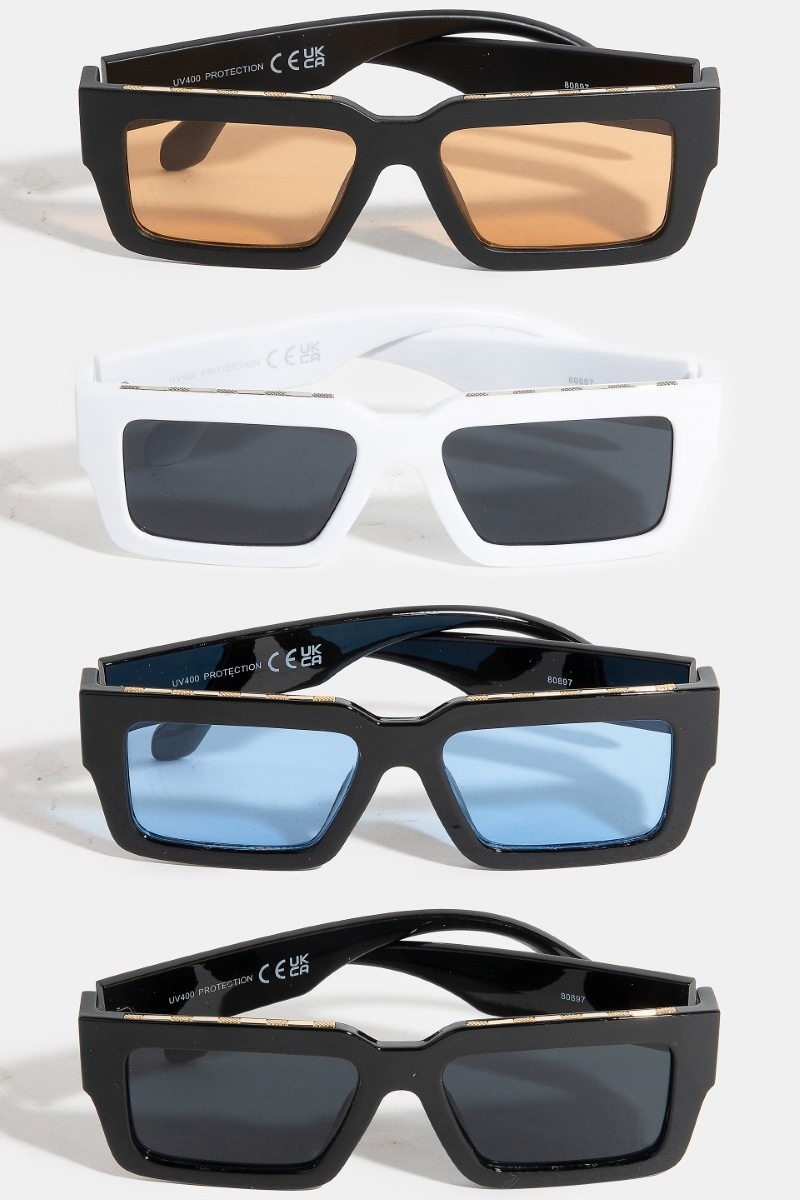 Thick Rectangle Frame Sunglasses Set