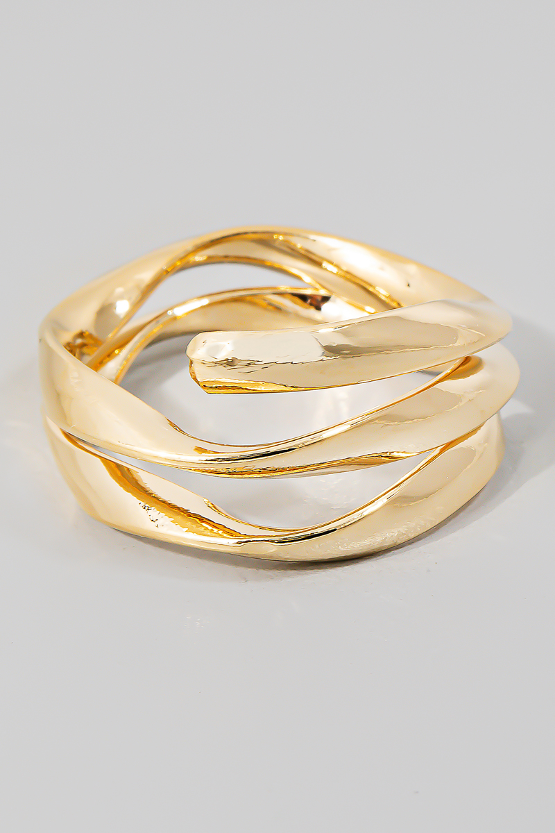 Layered Metallic Band Ring - Stretch Rings