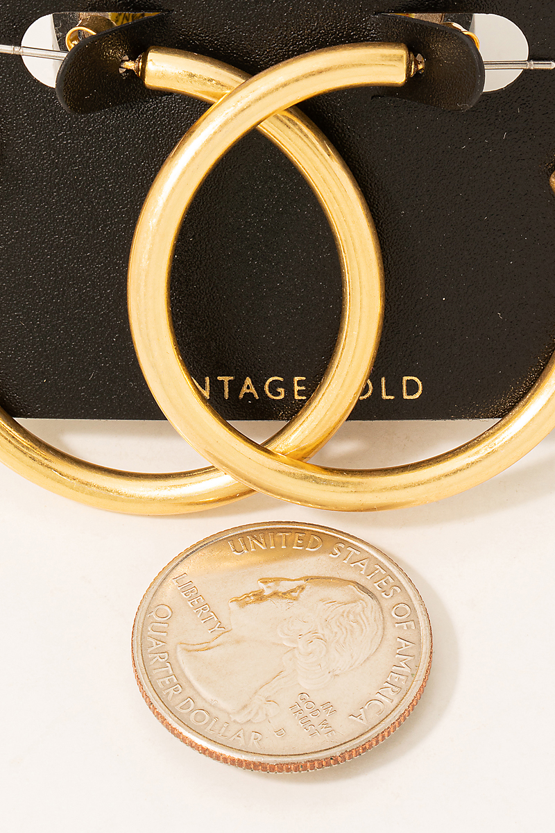 Small Vintage Gold Metallic Tube Hoop Earrings - New Arrivals