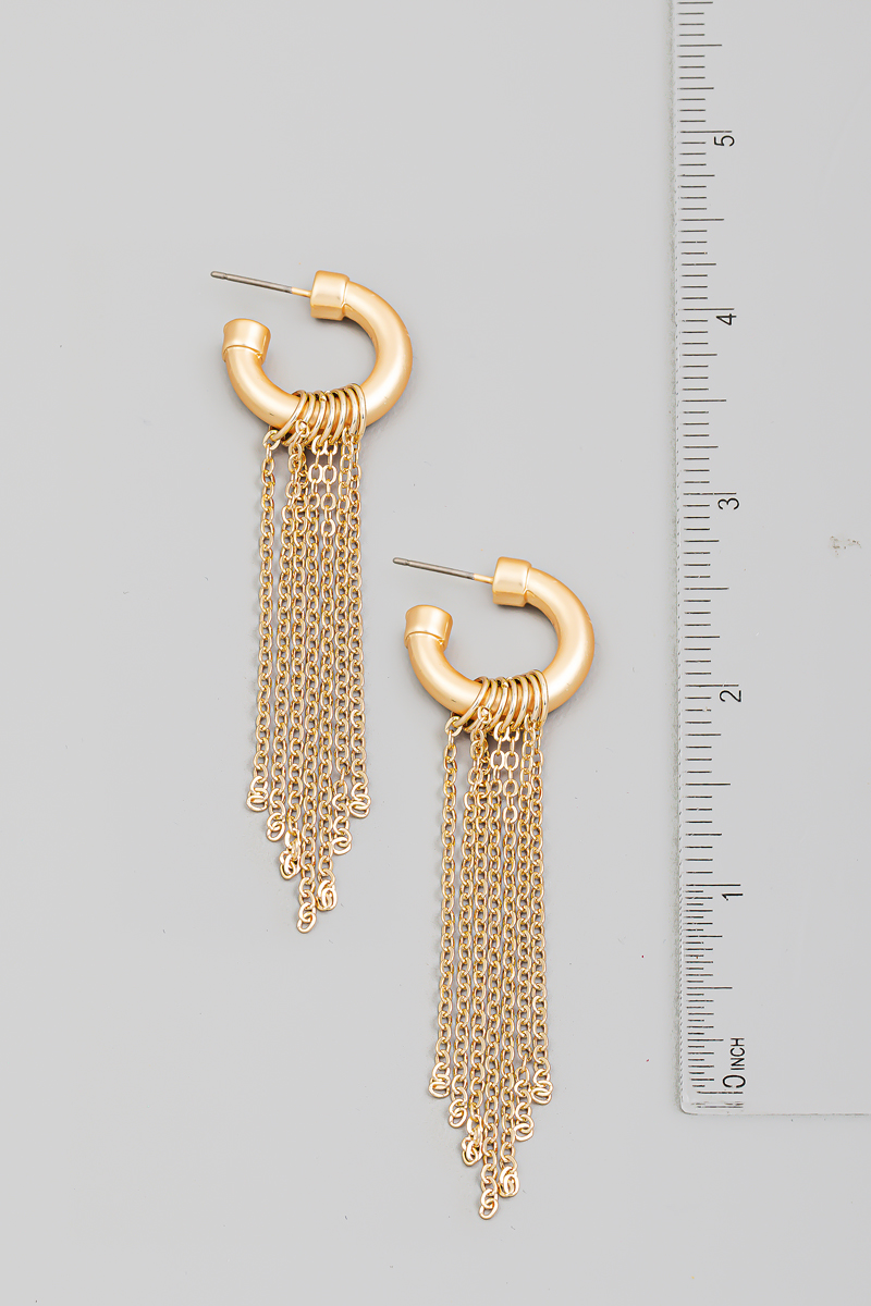 Mini Hoop Chain Fringe Earrings