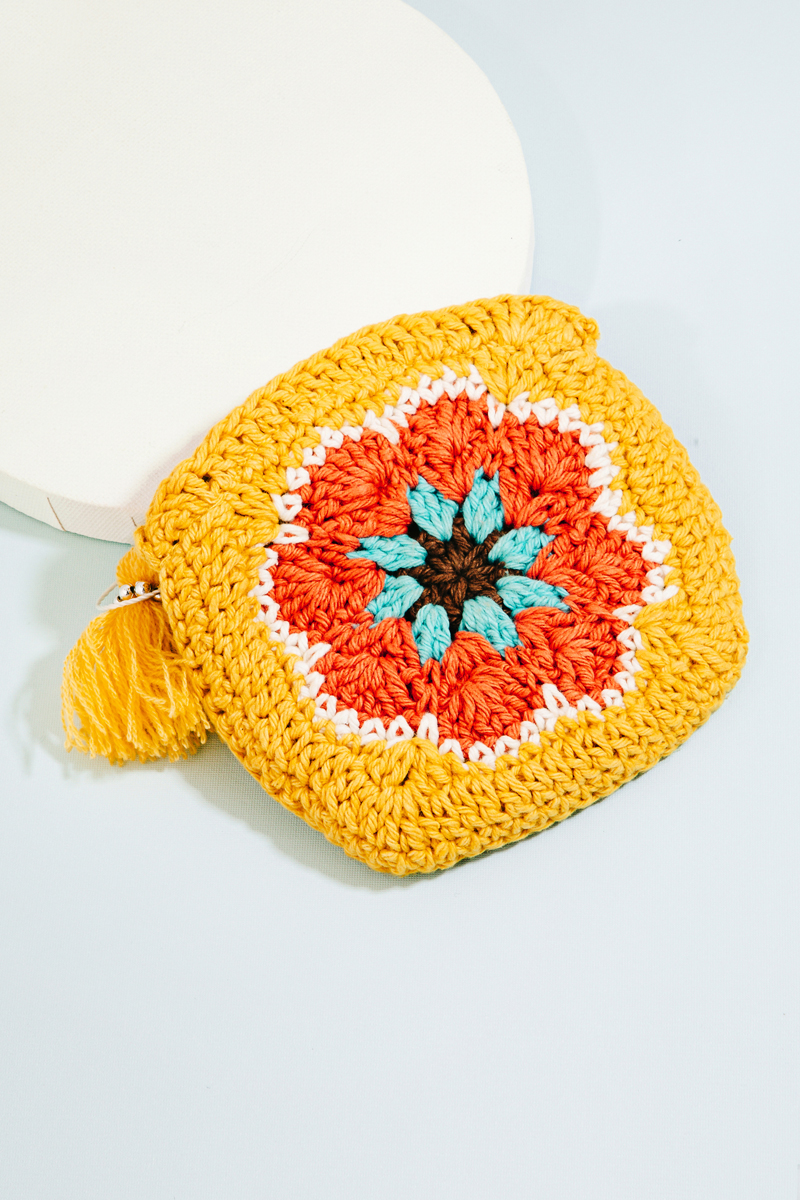Crochet Knit Flower Coin Purse