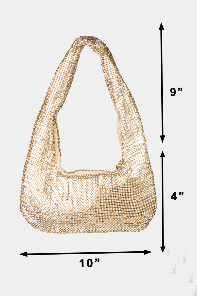Metallic Sequin Mesh Hand Bag - Handbags