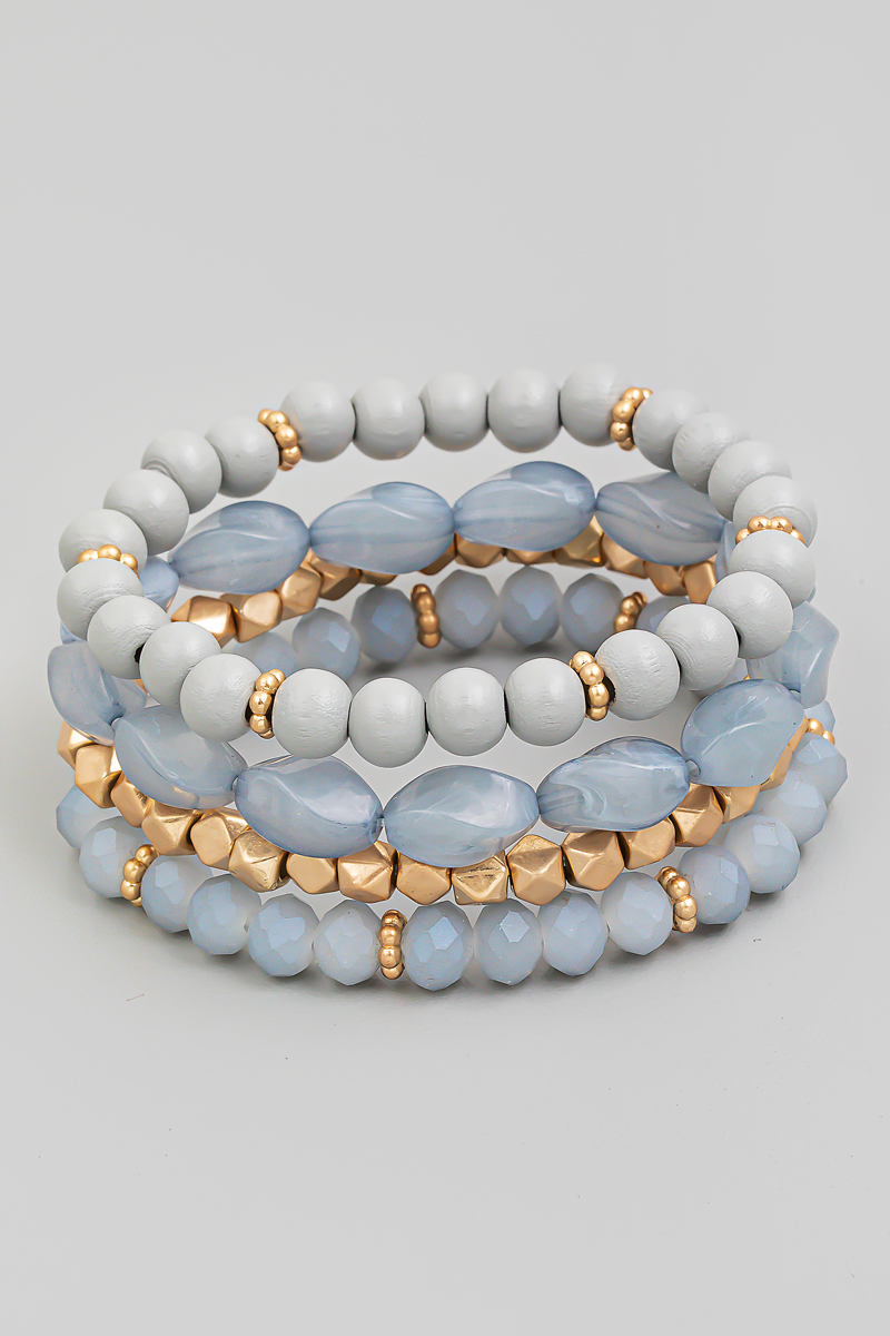 Stackable Assorted Stone Bead Bracelet Set - Bracelets