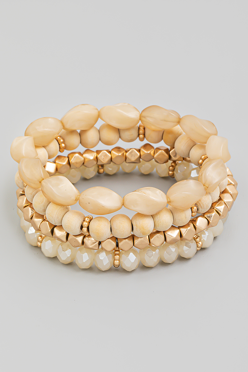 Stackable Assorted Stone Bead Bracelet Set - Bracelets