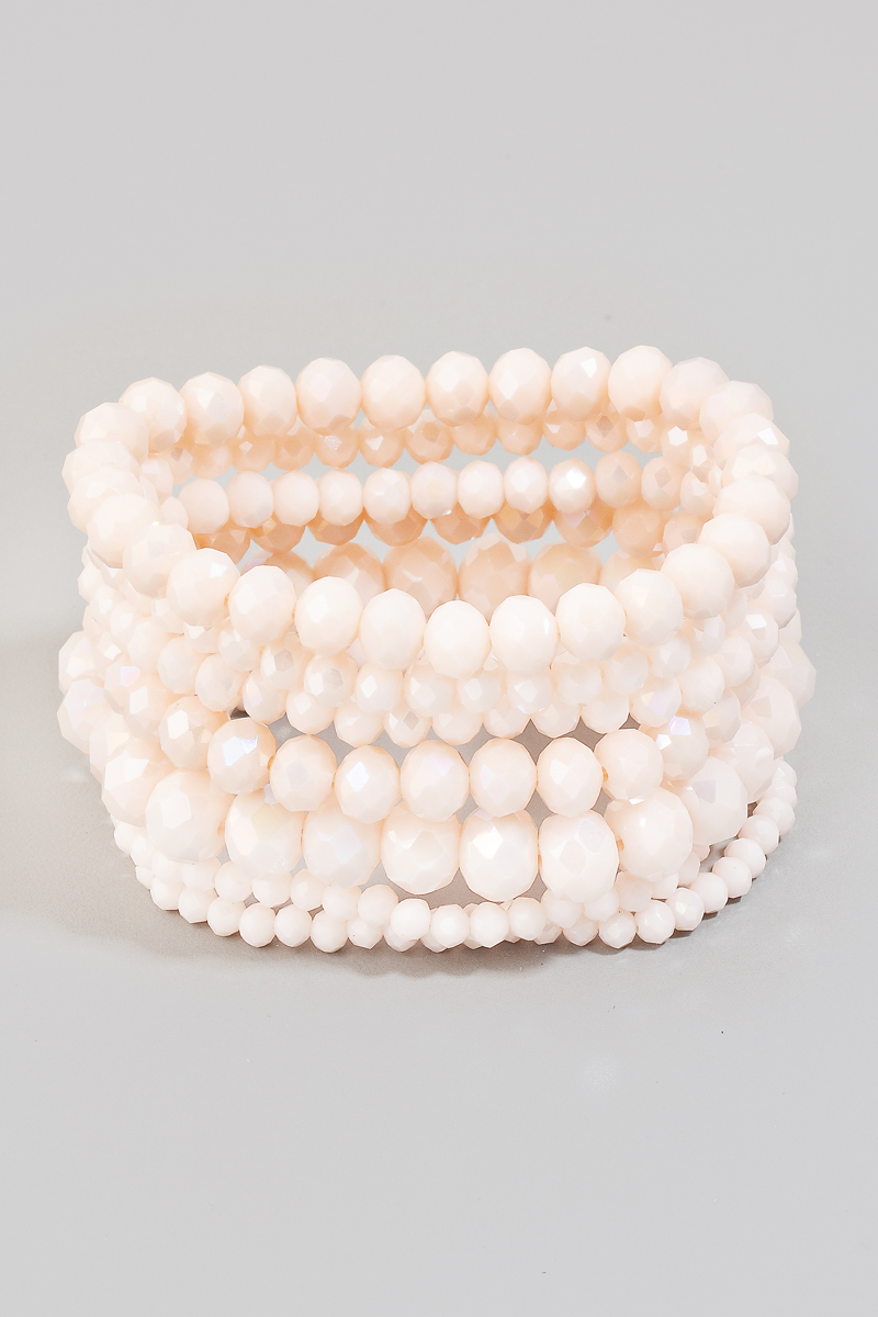 Layered Faceted Beaded Bracelet Set - Bracelets
