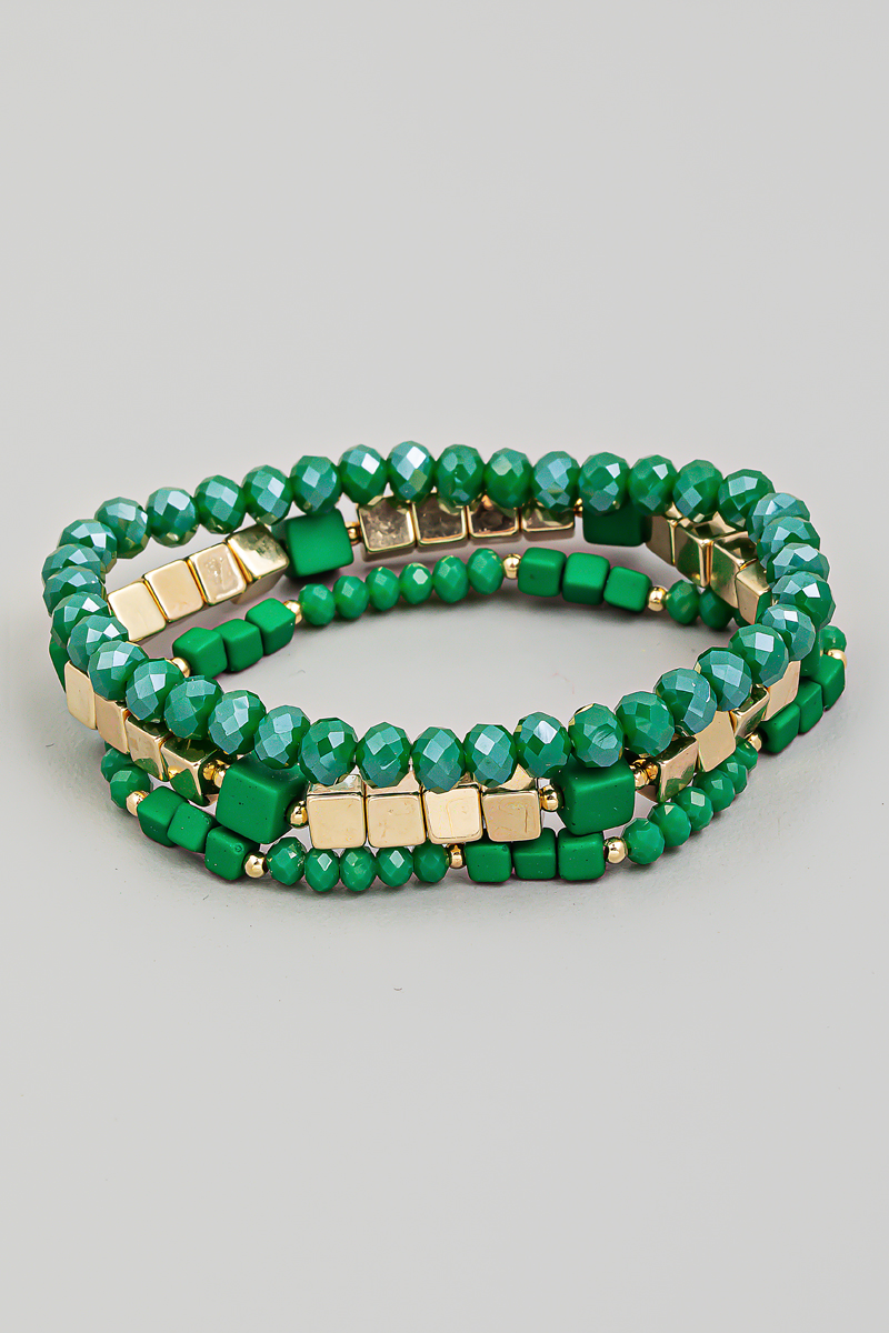 Assorted Square Bead Stackable Bracelet Set - Bracelets