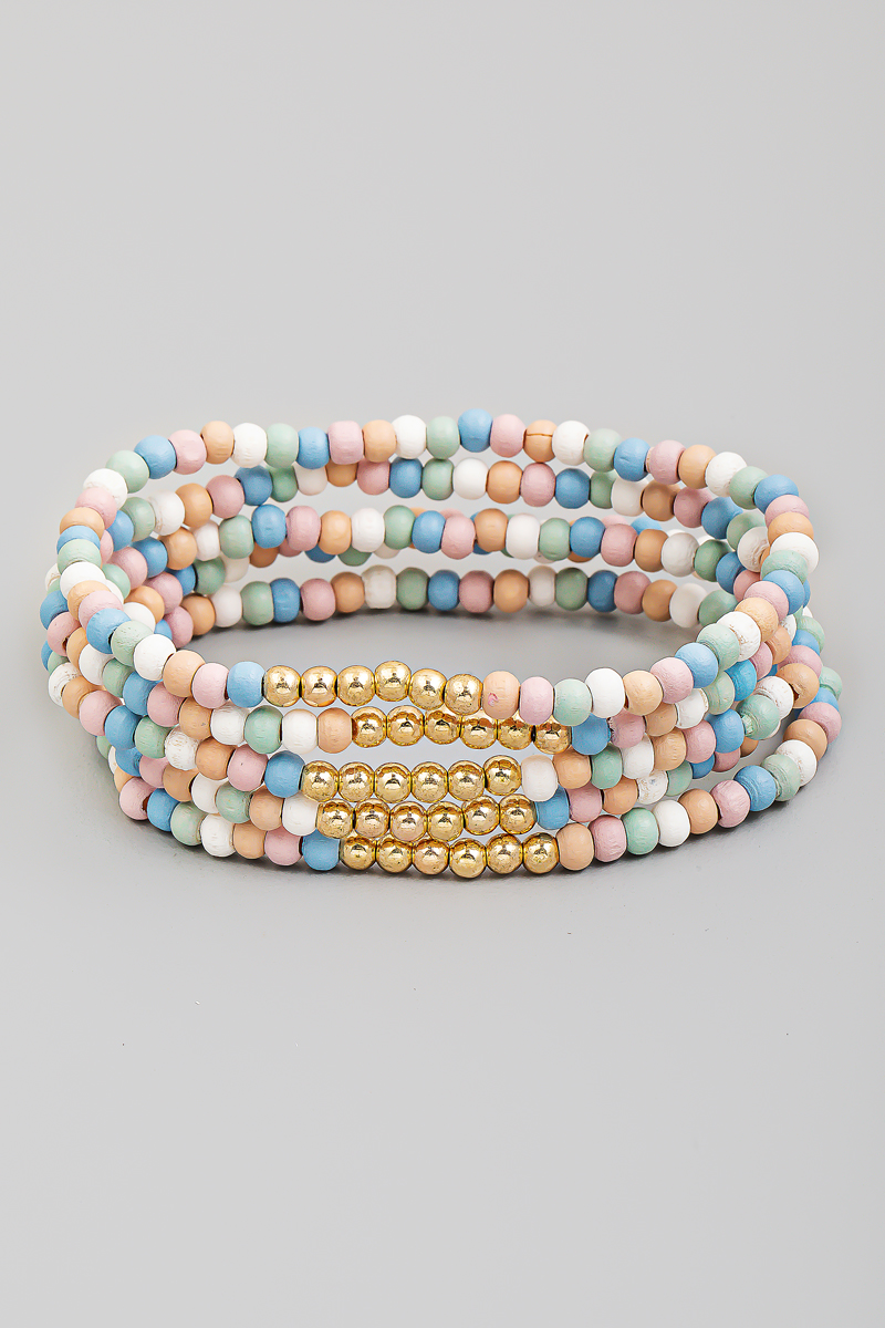 Multi Ball Beaded Stackable Bracelet Set - Bracelets