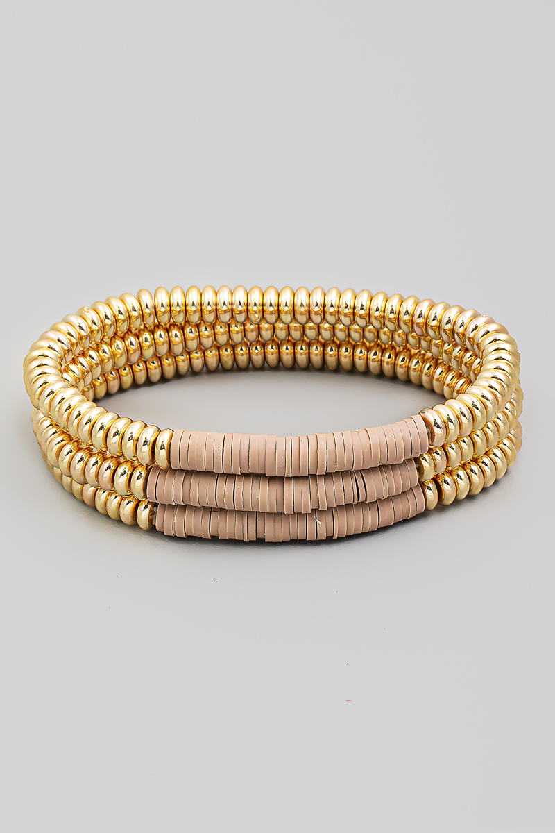Disc Beaded Stackable Bracelet Set - Bracelets