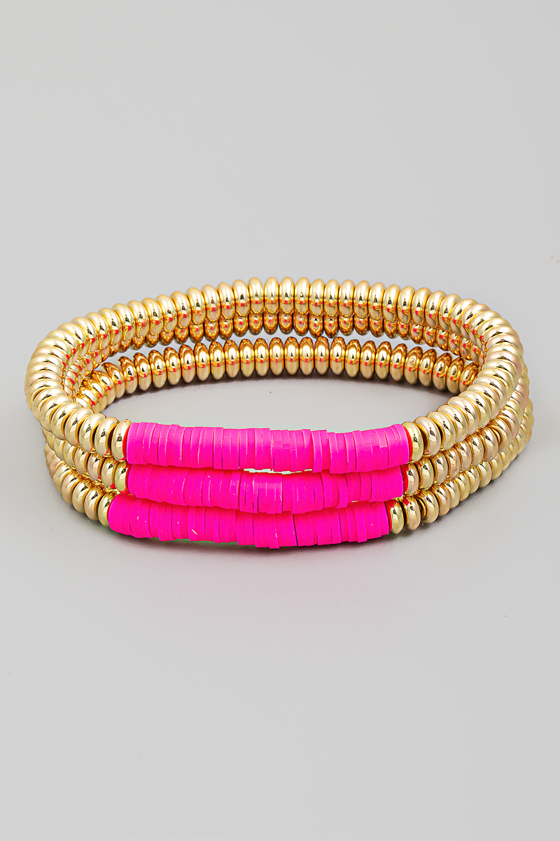 Disc Beaded Stackable Bracelet Set - Bracelets