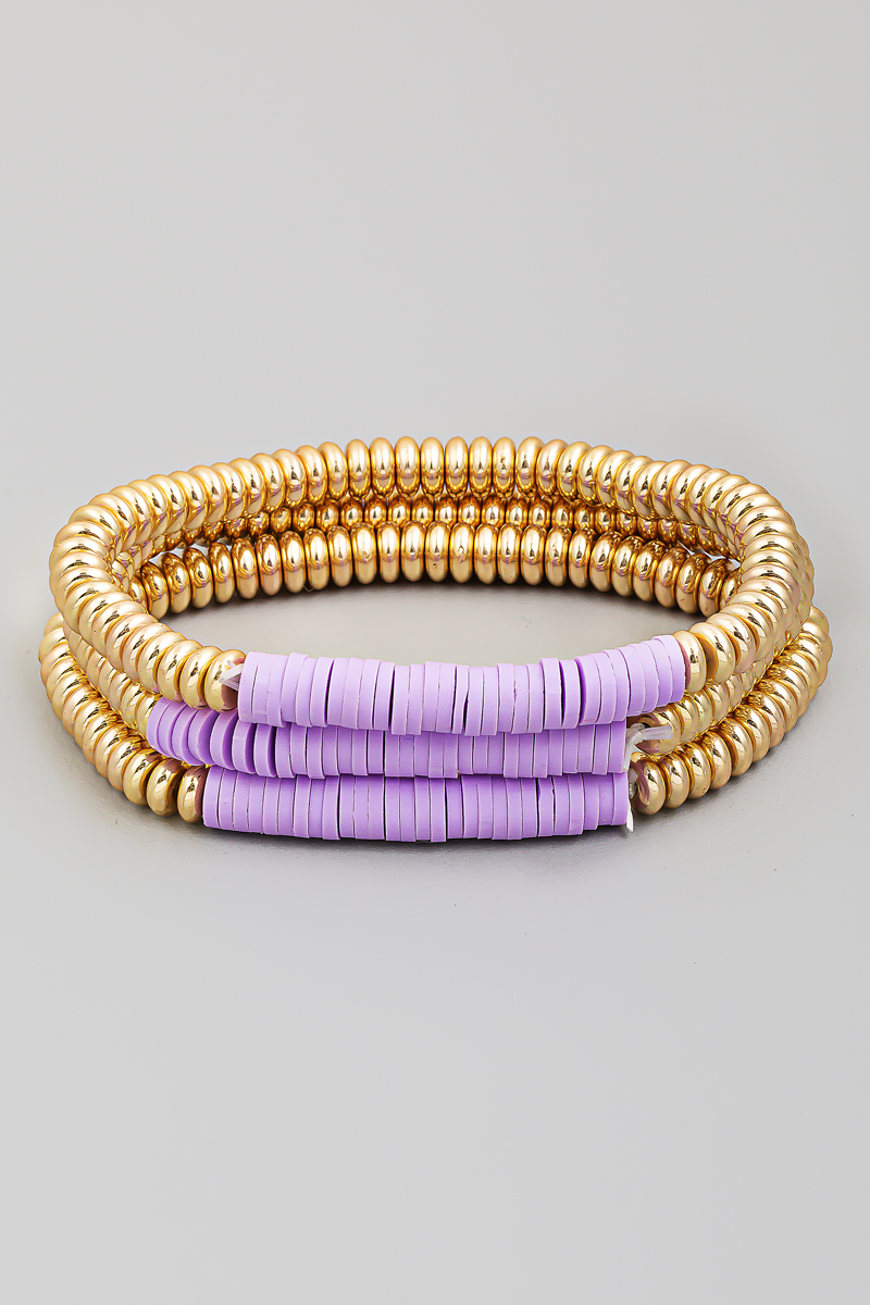 Disc Beaded Stackable Bracelet Set - Bracelets