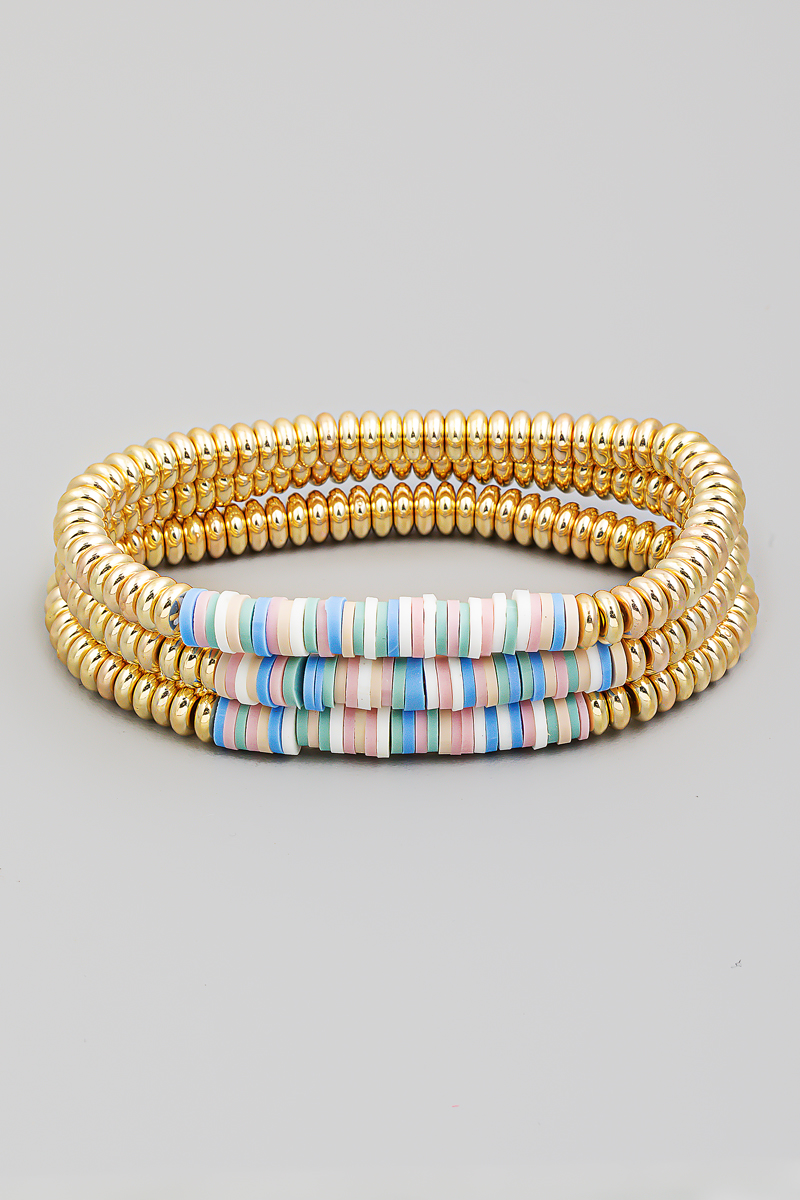 Disc Beaded Stackable Bracelet Set - Bracelets
