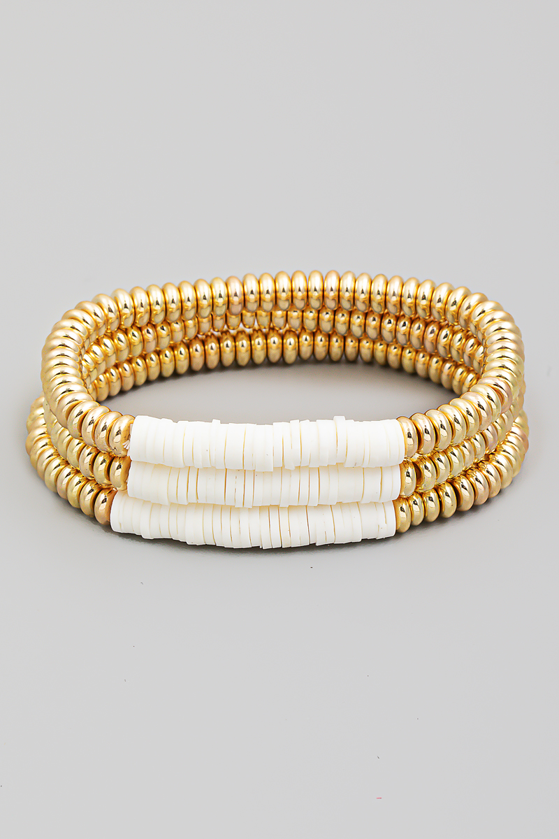 Disc Beaded Stackable Bracelet Set - Bracelets