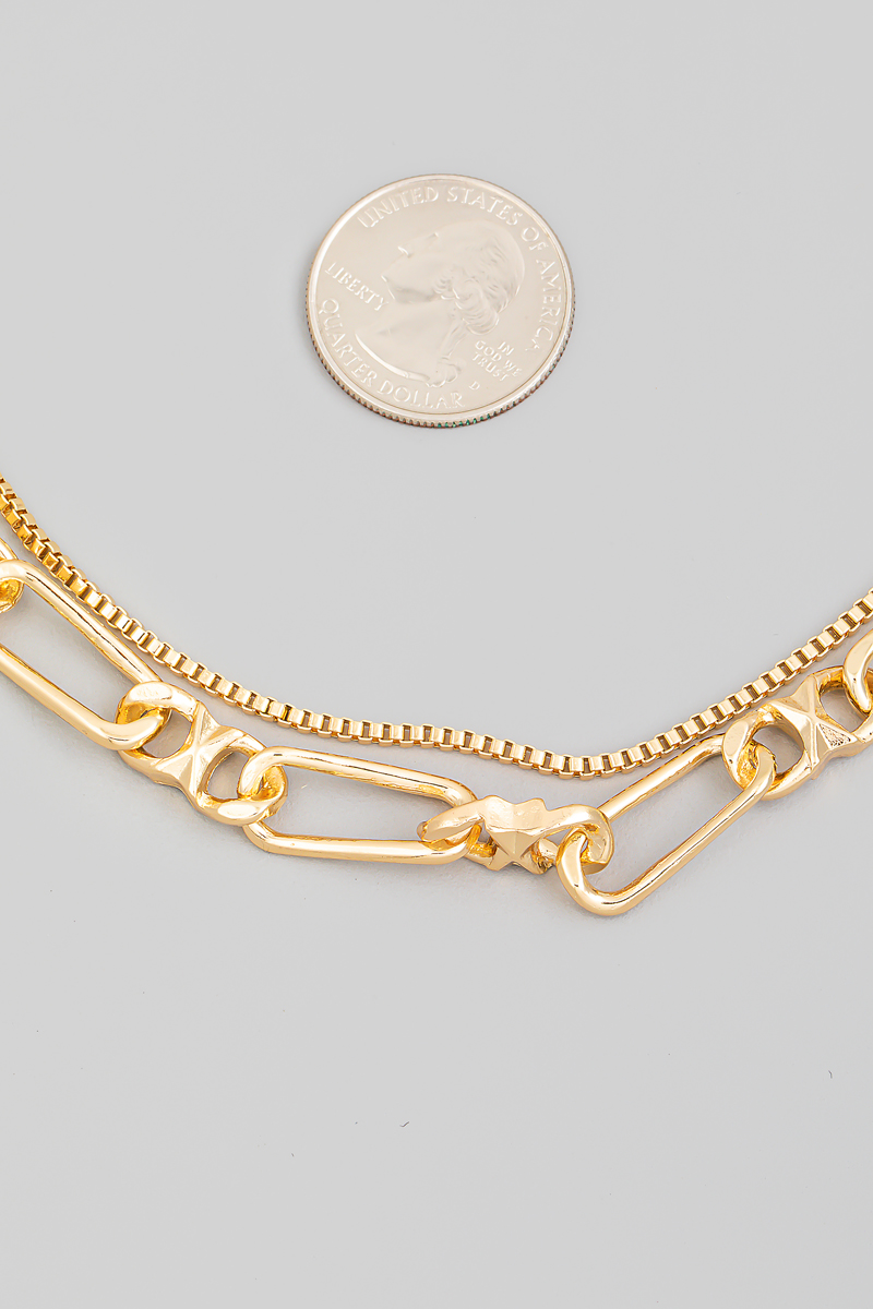 Assorted Layered Chain Link Necklace - Necklaces