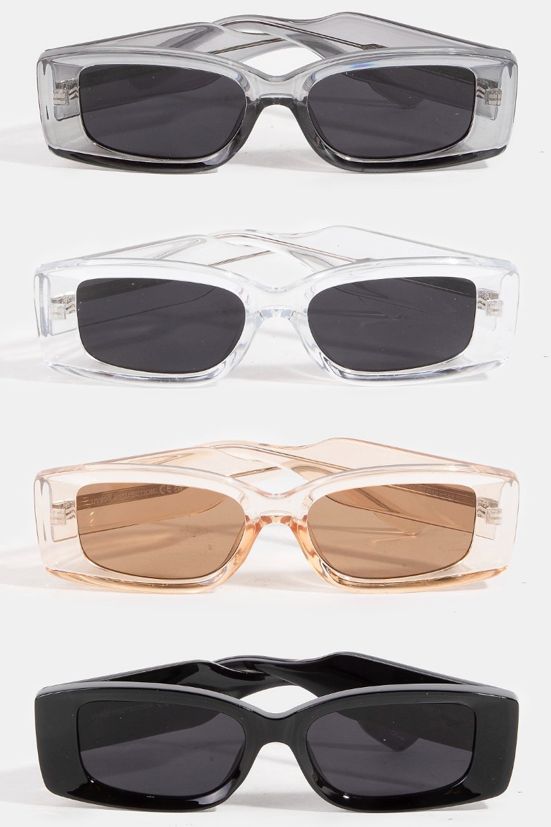 Simple Wide Rectangle Frame Sunglasses Set