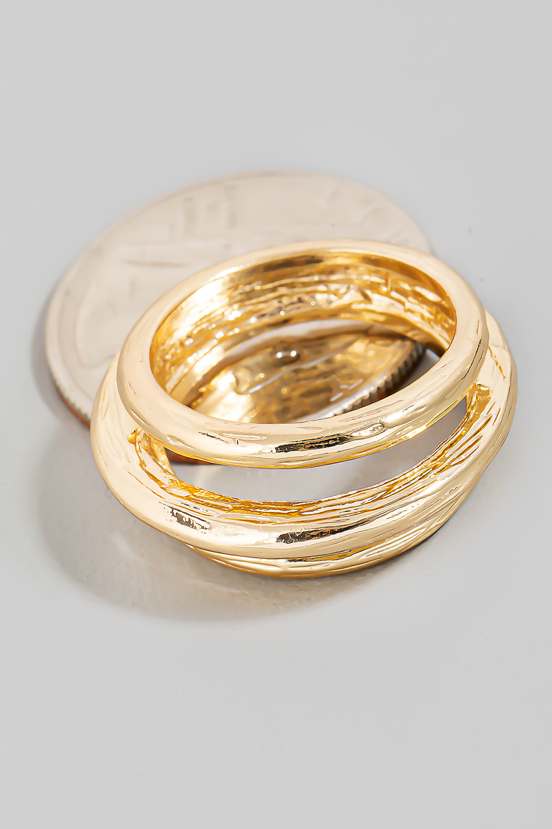Solid Layered Metallic Band Ring - Rings