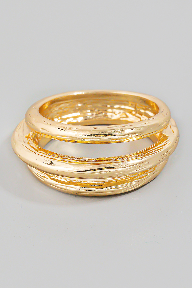 Solid Layered Metallic Band Ring - Rings