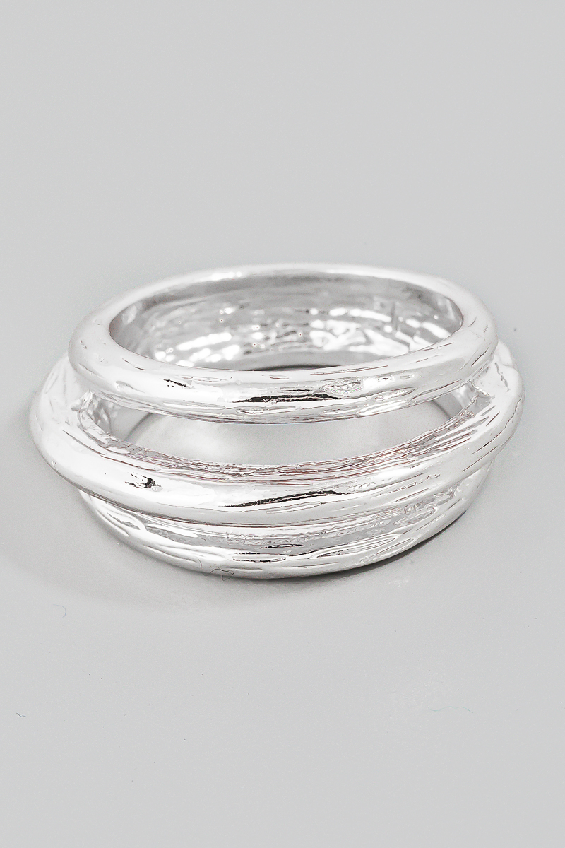 Solid Layered Metallic Band Ring - Rings