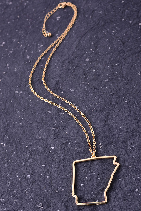 GOLD Arkansas outline pendant necklace. - State Necklaces