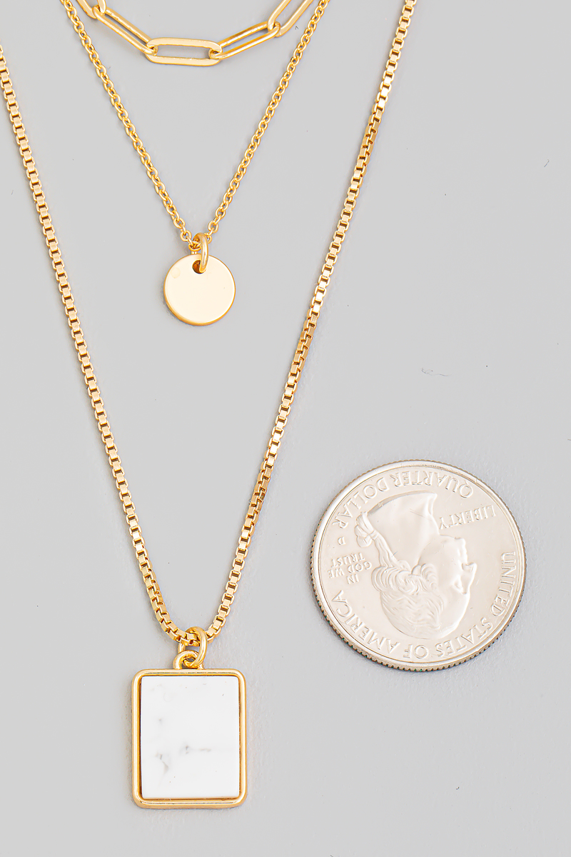 Assorted Layered Chain Stone Charm Necklace Set - Fame Accessori