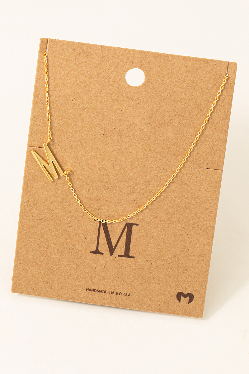 Delicate Letter M Pendant Necklace - Necklaces