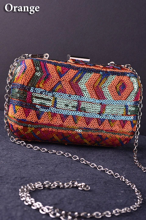 Tribal design multi color clutch. - Bohemian Collection