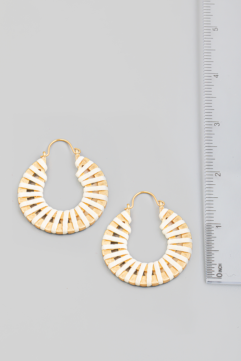 Circle Disc Striped Hoop Earrings