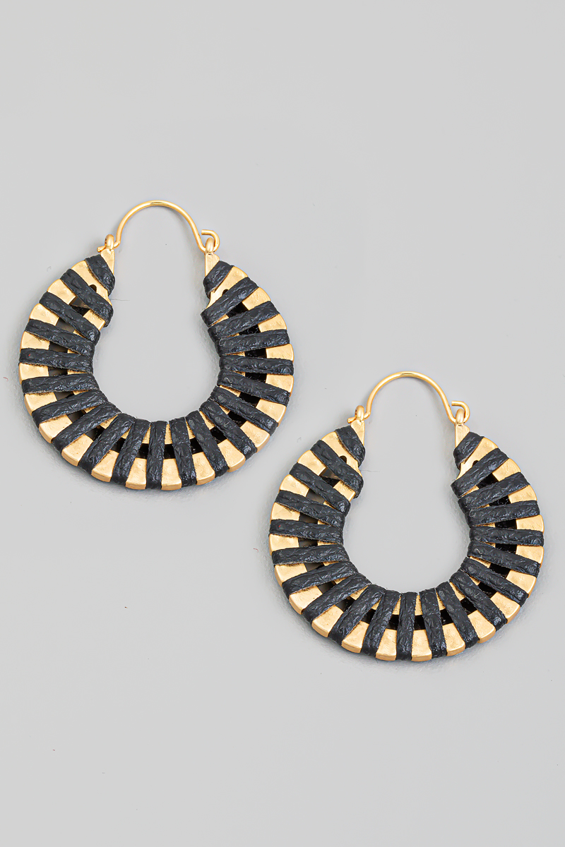 Circle Disc Striped Hoop Earrings