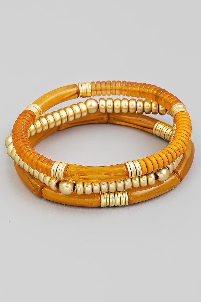Assorted Acetate Tube Bead Bracelet Set - Fame Accessories