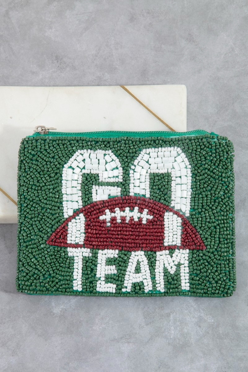 Go Team Game Day Football Seed Beaded Coin Purse - Must Have Collection