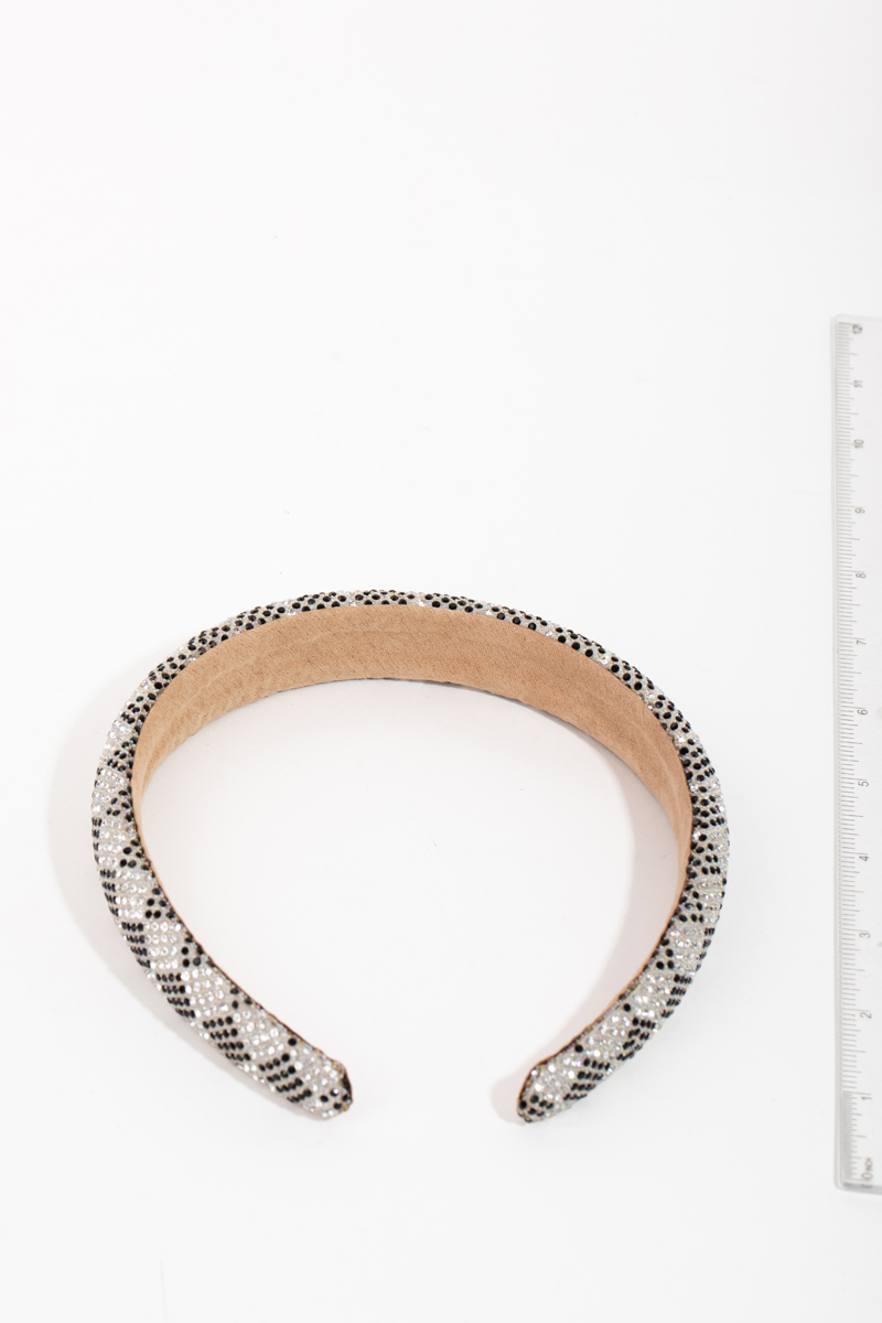 Rhinestone Checker Pattern Thin Headband - Hair Accessories