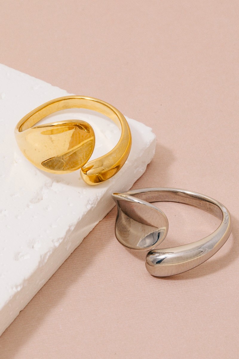 Secret Box Stainless Steel Flat Wrap Around Open Band Ring - Stainless ...
