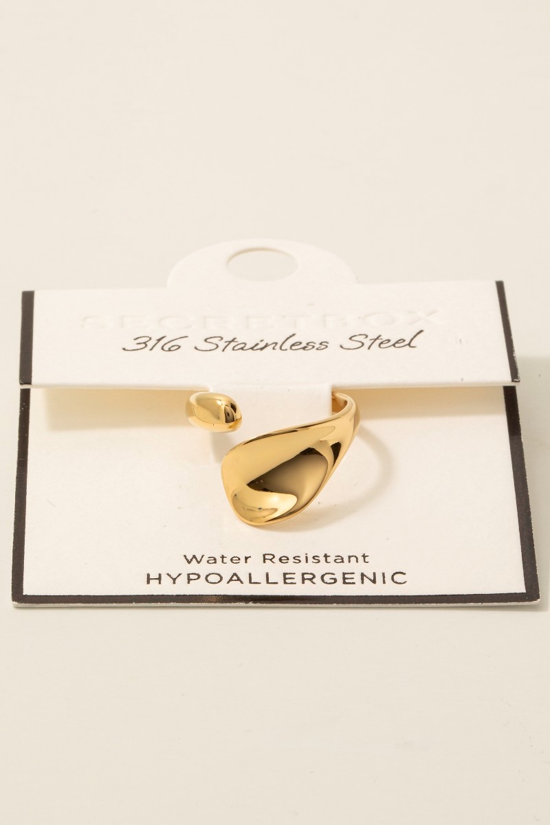 Secret Box Stainless Steel Flat Wrap Around Open Band Ring - Stainless ...