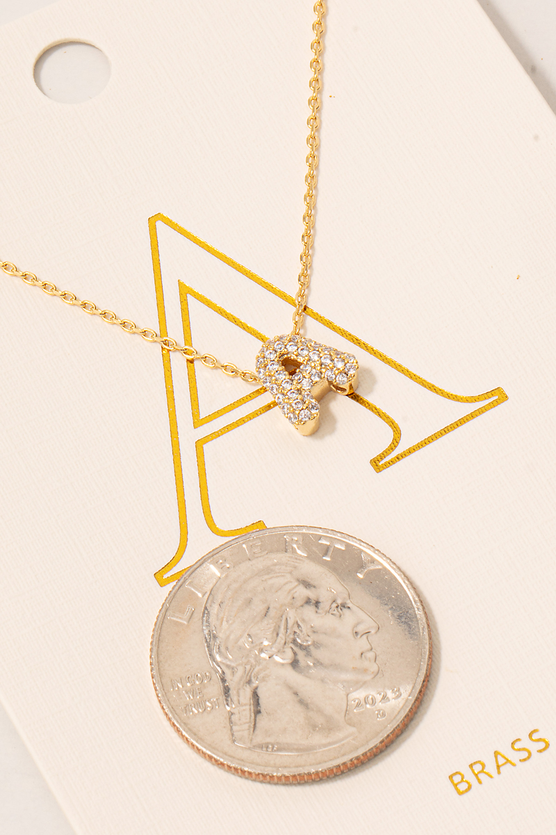 Pave Letter A Pendant Chain Necklace - Necklaces