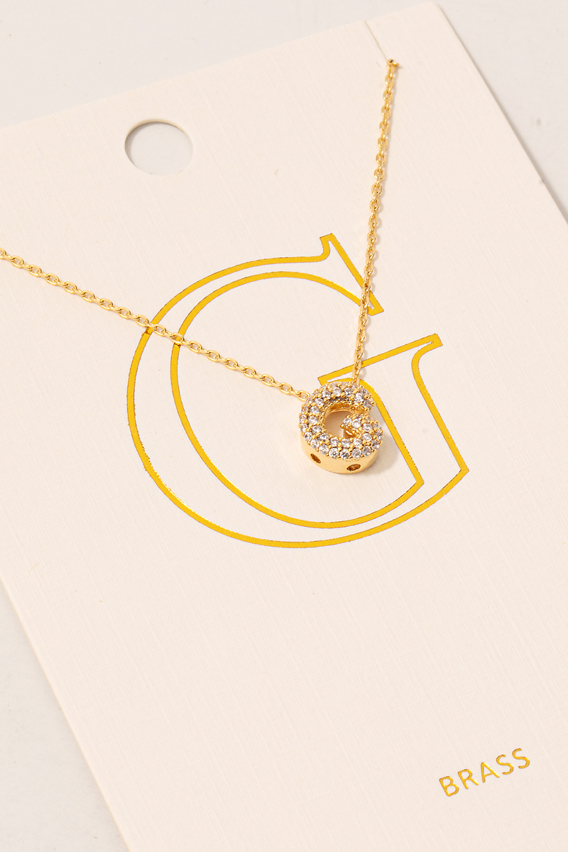 Pave Letter G Pendant Chain Necklace - Necklaces