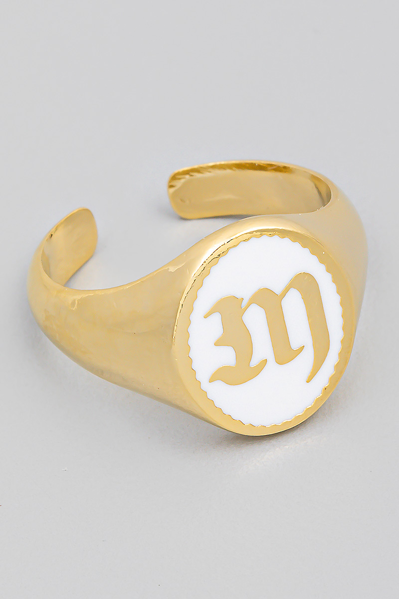 Initial M Alphabet Signet Ring - Fame Accessories