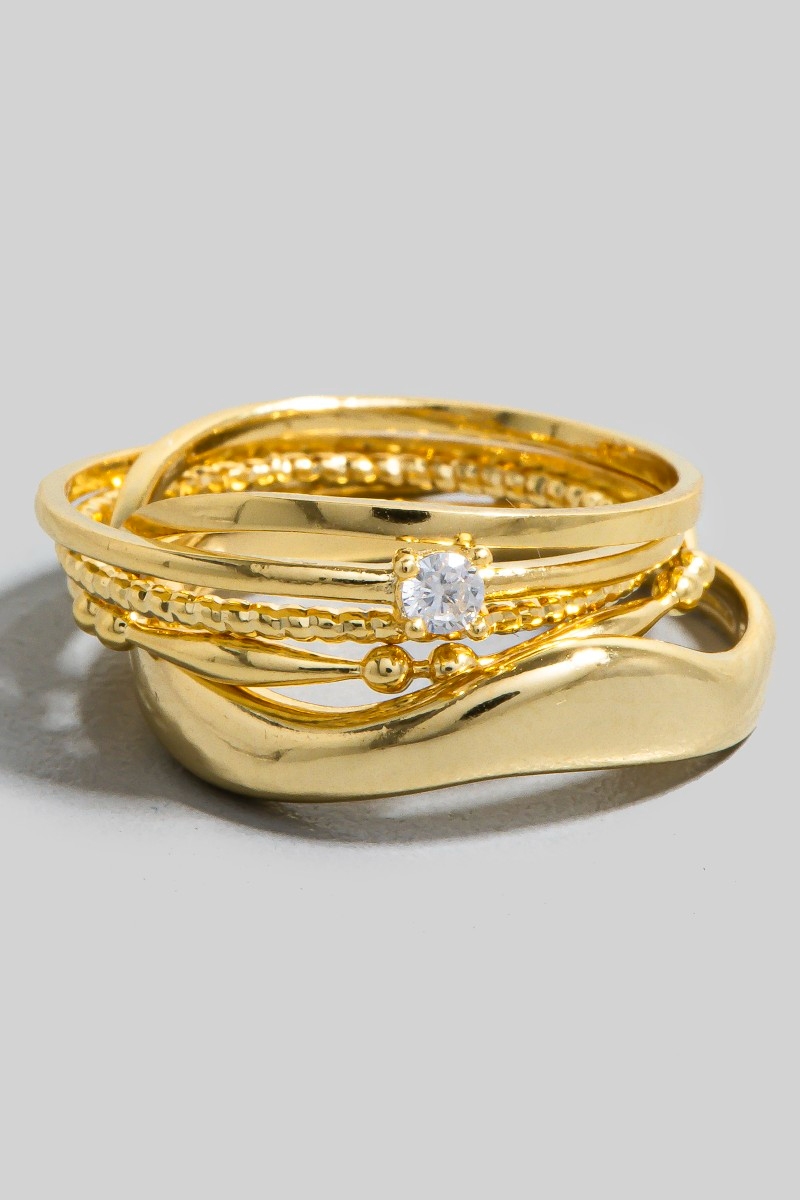 5Pc Assorted Styles Band Rings Set