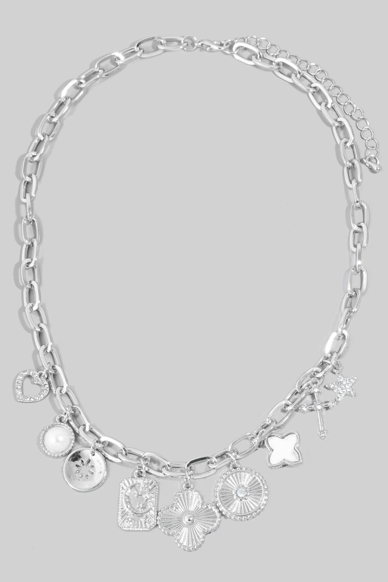 Multi Charms Chain Link Necklace - New Arrivals