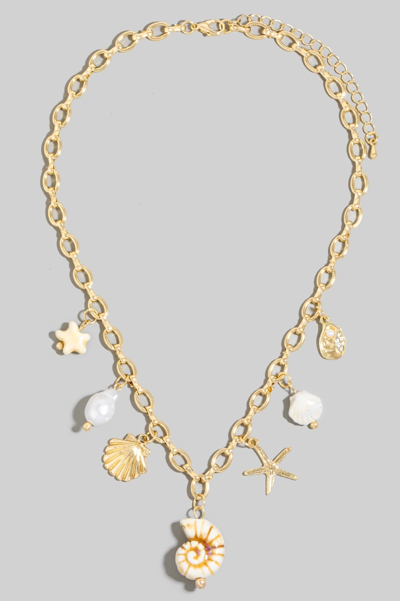 Assorted Sea Life Charms Chain Necklace - Necklaces