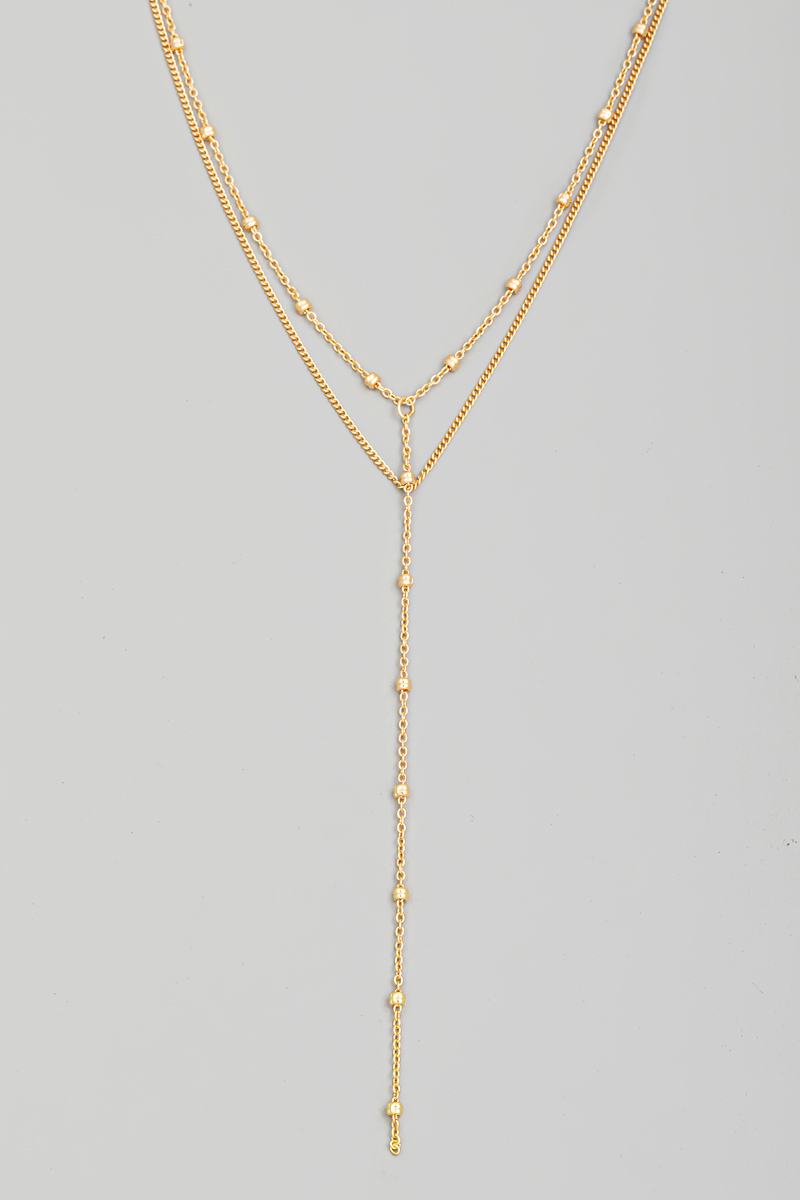 Two Layer Chain Y Necklace - Necklaces