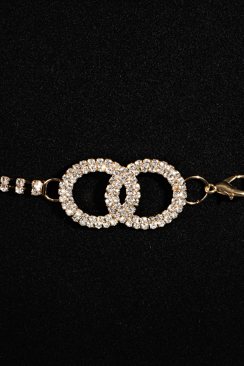 Pave Double Circle Rhinestone Chain Link Belt - Belts