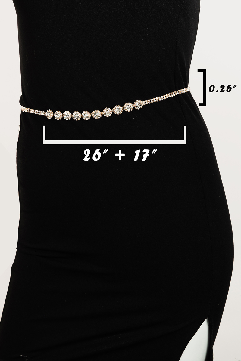Pave Flower Studded Chain Belt - Belts
