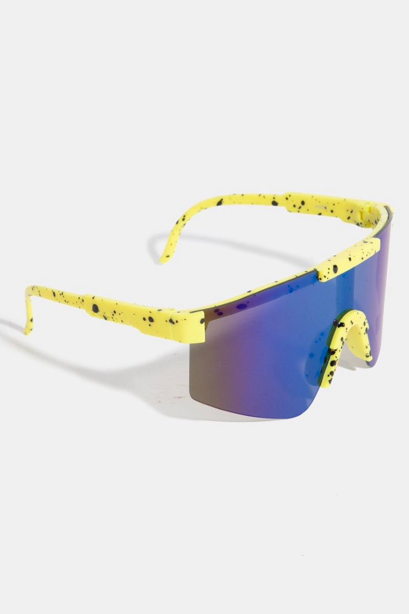 Paint Splatter Frame Shield Lens Sunglasses Set