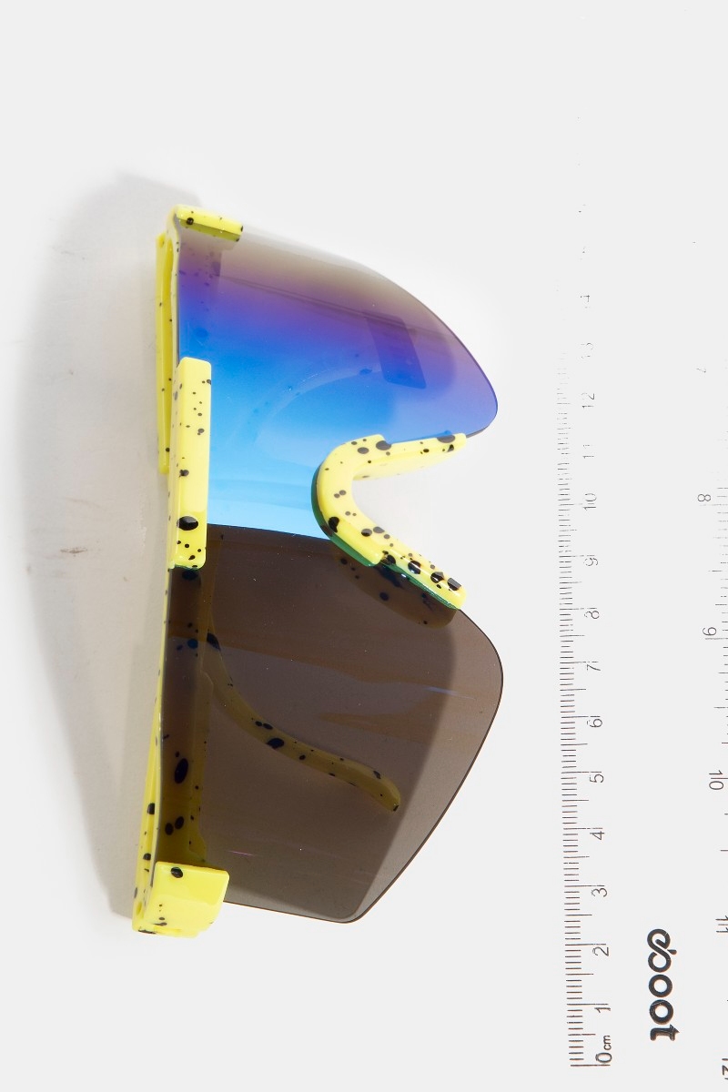 Paint Splatter Frame Shield Lens Sunglasses Set