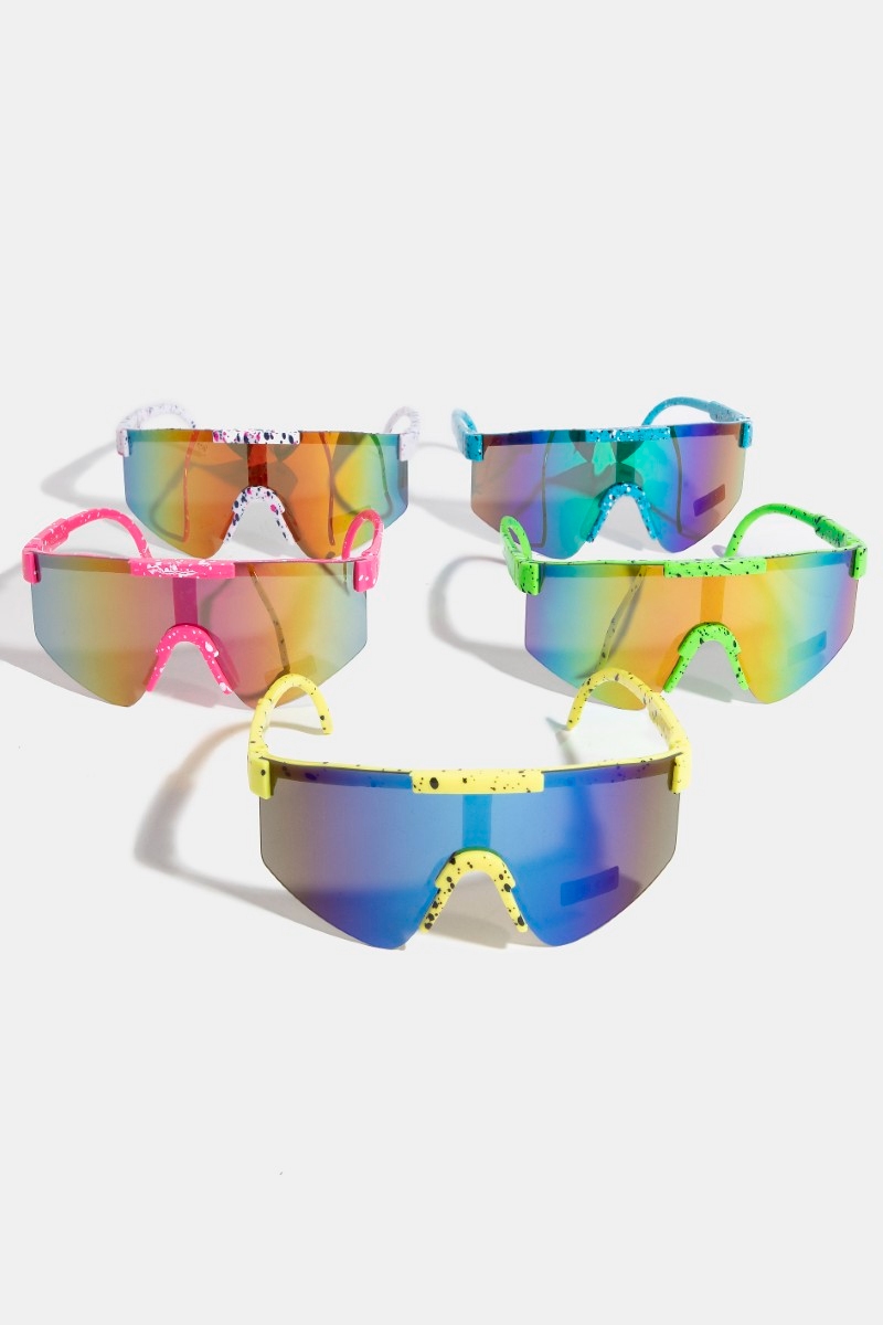 Paint Splatter Frame Shield Lens Sunglasses Set
