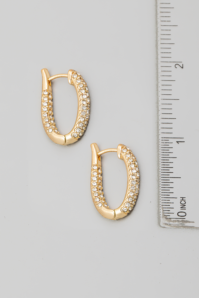 Pave Oval Hinge Hoop Earrings